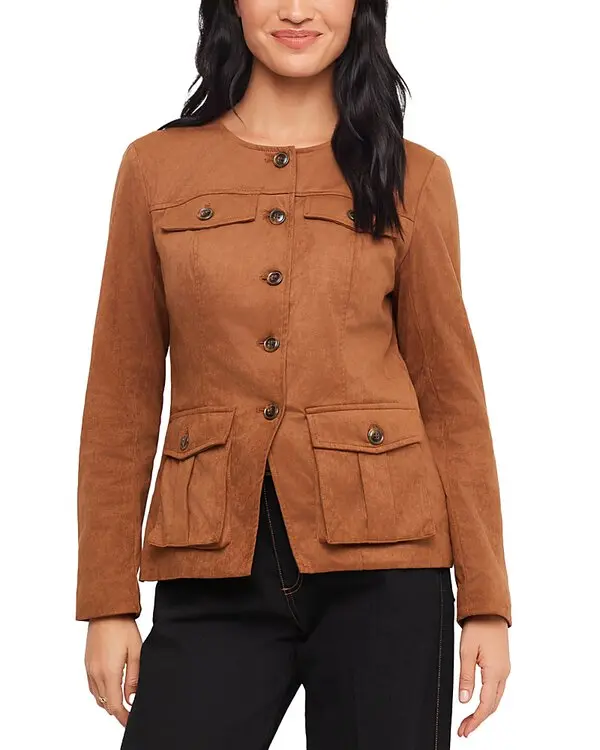 Karen Kane Faux Suede Cargo Shirt Jacket