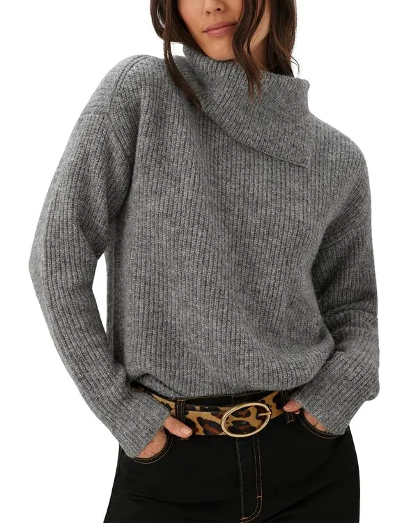 Karen Kane Split Neck Drop Sleeve Sweater - Gray
