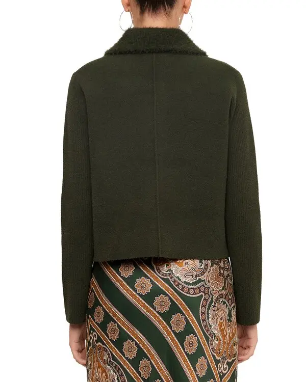 Karen Kane Faux Fur Collar Sweater Jacket