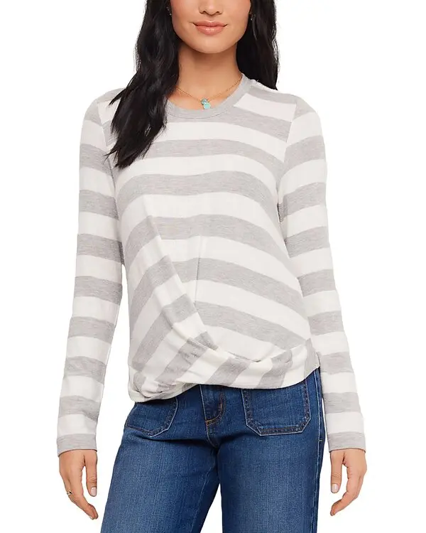Karen Kane Striped Long Sleeve Drape Front Top