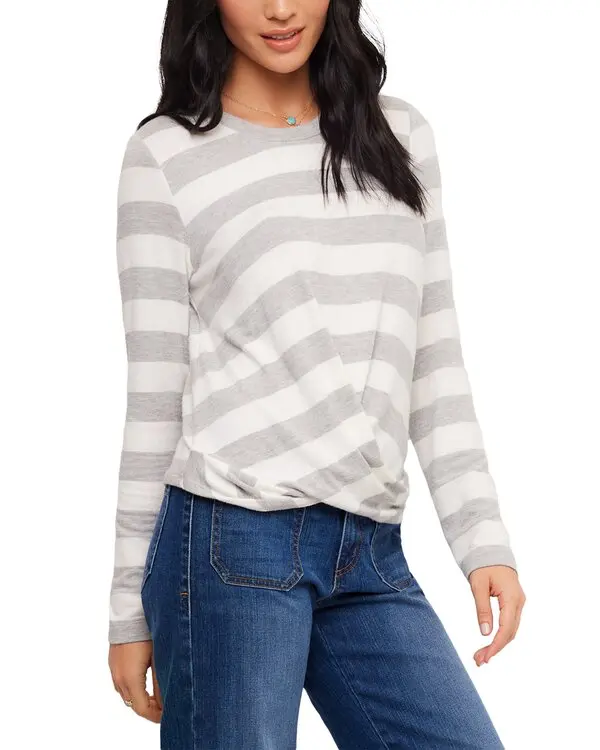 Karen Kane Striped Long Sleeve Drape Front Top