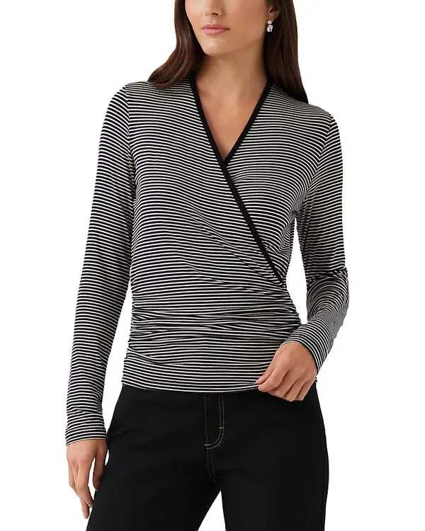 Karen Kane Crossover Neck Side Shirred Top