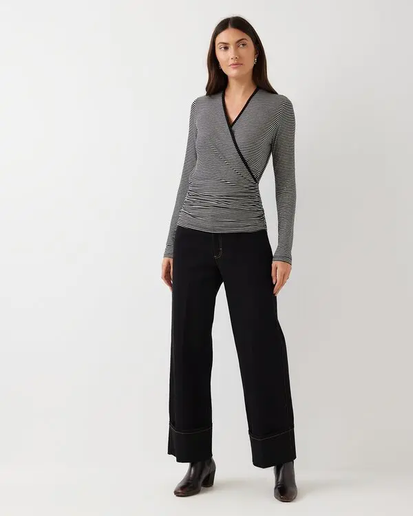 Karen Kane Crossover Neck Side Shirred Top