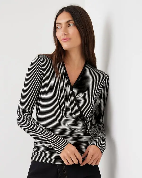 Karen Kane Crossover Neck Side Shirred Top