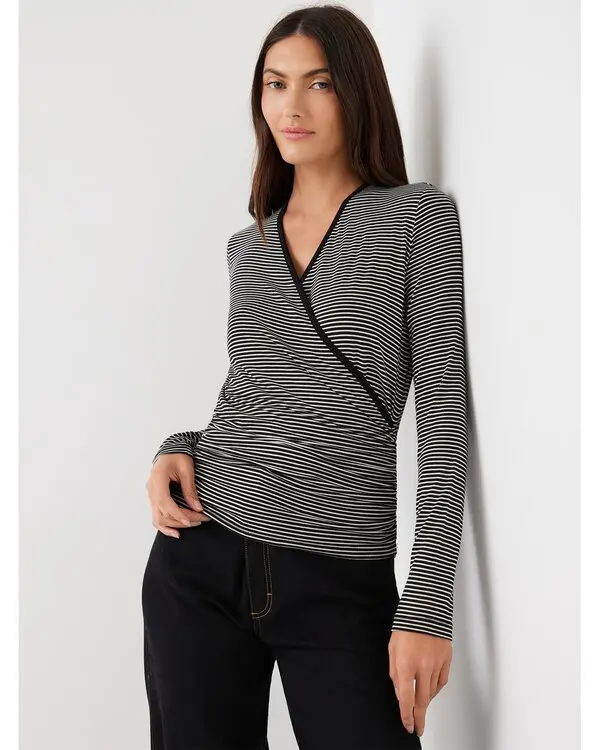 Karen Kane Crossover Neck Side Shirred Top