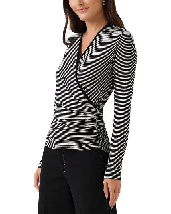Karen Kane Crossover Neck Side Shirred Top