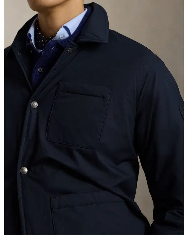 Polo Ralph Lauren The Abottson Gabardine Leather Collar Down Overshirt