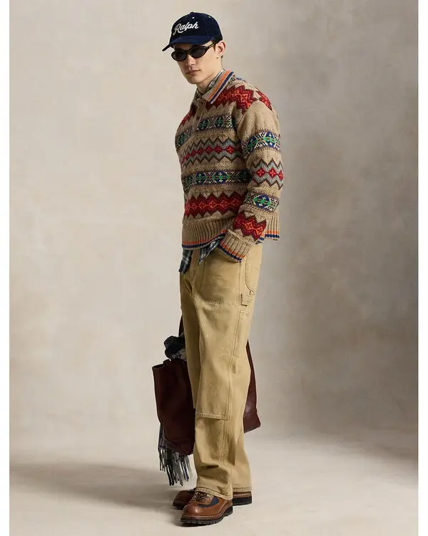 Polo Ralph Lauren Fair Isle Wool Blend Polo Collar Sweater