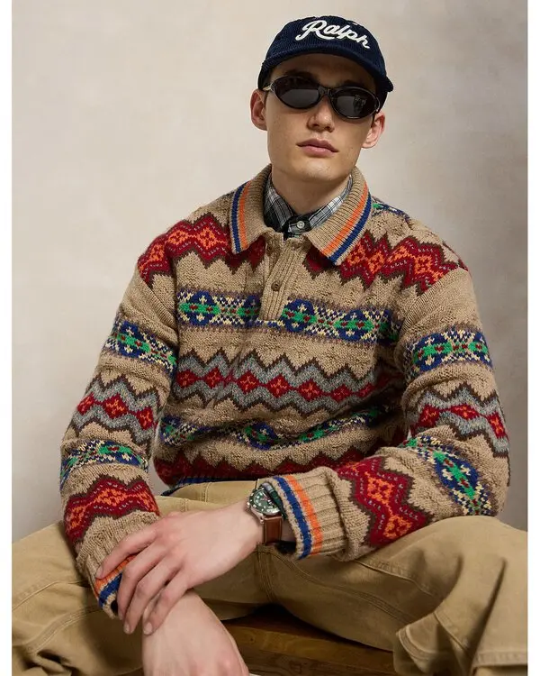 Polo Ralph Lauren Fair Isle Wool Blend Polo Collar Sweater