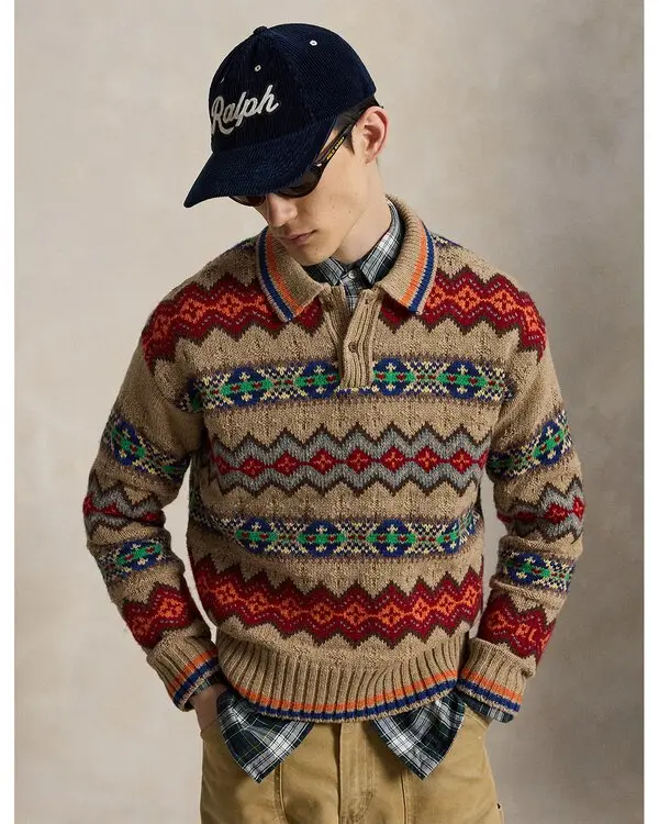 Polo Ralph Lauren Fair Isle Wool Blend Polo Collar Sweater