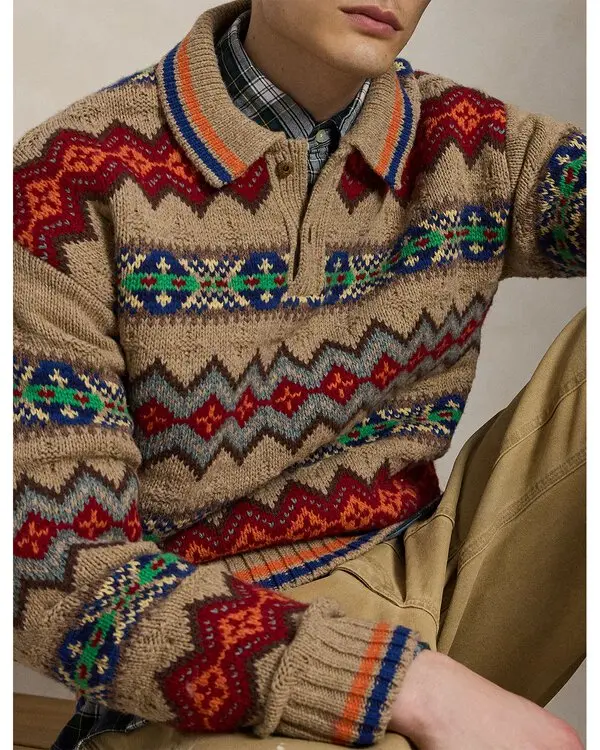 Polo Ralph Lauren Fair Isle Wool Blend Polo Collar Sweater