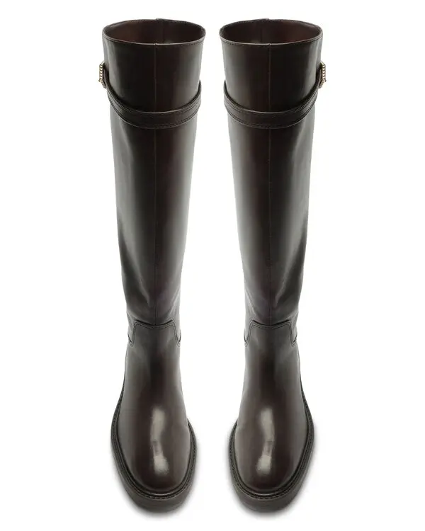 Schutz Bianca Leather Knee High Boots - Maplewood