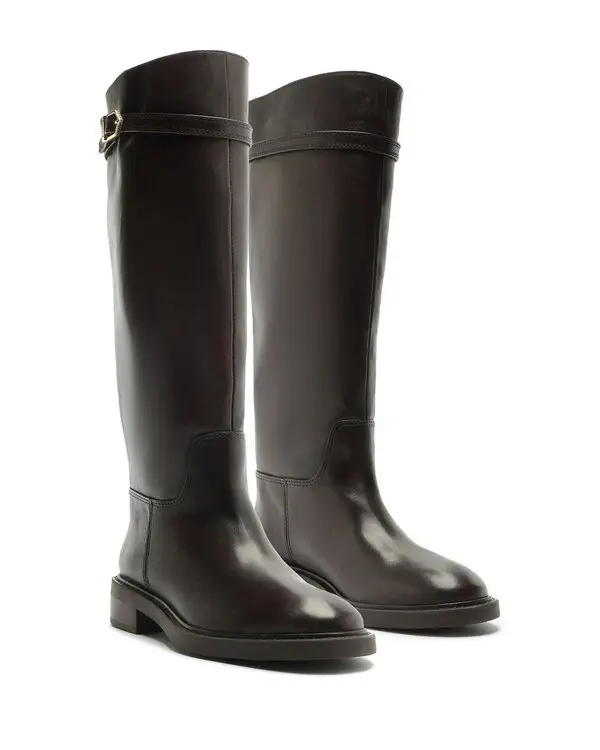 Schutz Bianca Leather Knee High Boots - Maplewood