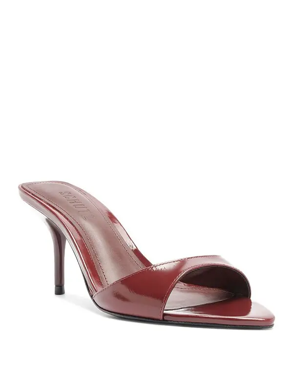 Schutz Elodie Patent Leather Heeled Sandals - Wine Berry