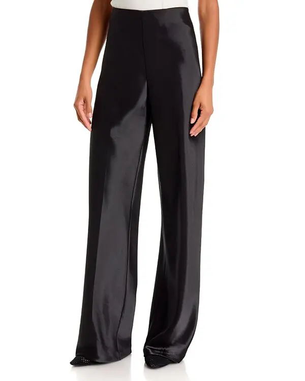LUCY PARIS Satin Bias Trousers - Black