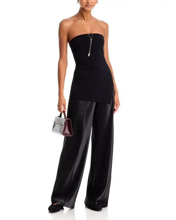 LUCY PARIS Satin Bias Trousers - Black