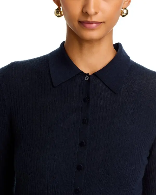 LISA YANG Agata Cashmere Cardigan Shirt - Navy