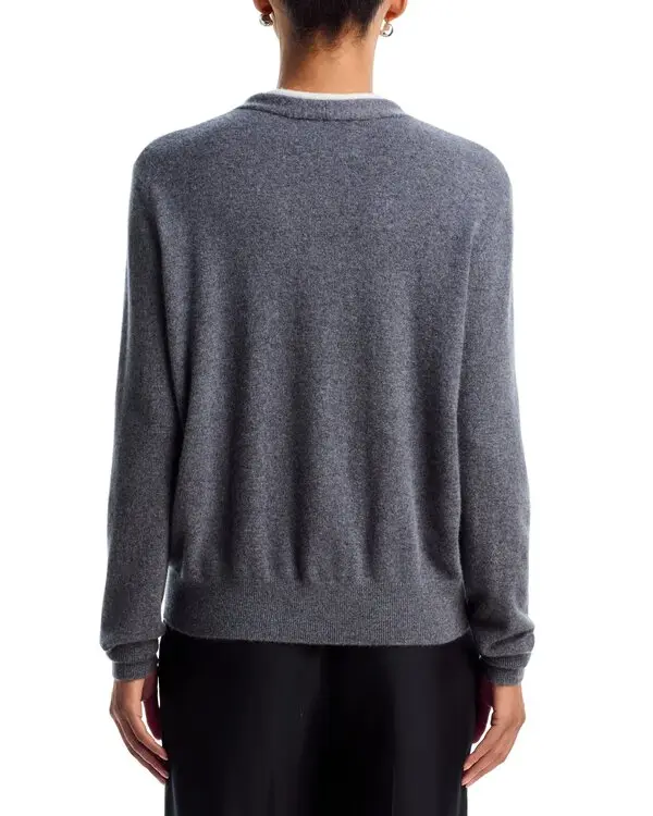 LISA YANG Vani Cashmere Button Front Cardigan - Graphite/cream