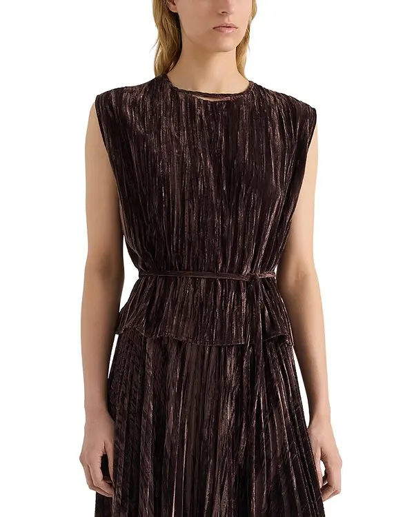Proenza Schouler White Label Lyra Crushed Velvet Top - Coffee