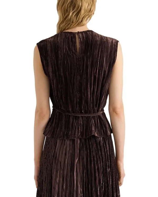 Proenza Schouler White Label Lyra Crushed Velvet Top - Coffee