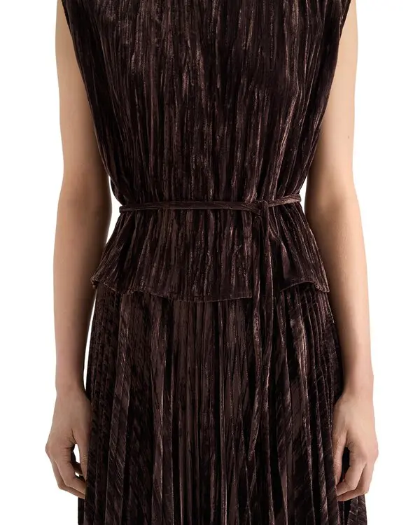 Proenza Schouler White Label Lyra Crushed Velvet Top - Coffee