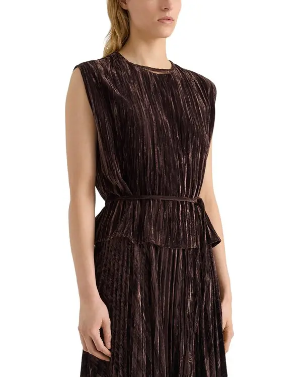Proenza Schouler White Label Lyra Crushed Velvet Top - Coffee