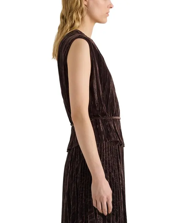 Proenza Schouler White Label Lyra Crushed Velvet Top - Coffee