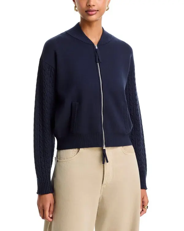 525 America Cable Sleeve Bomber Sweater Jacket