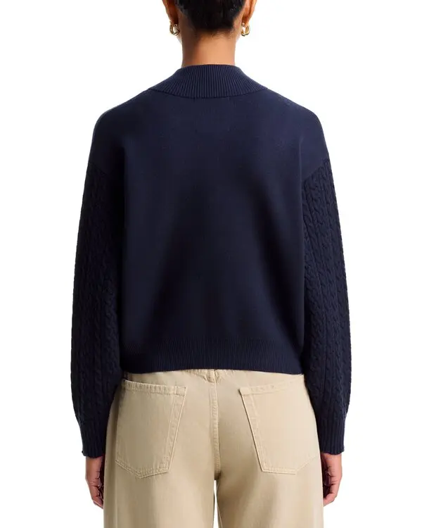 525 America Cable Sleeve Bomber Sweater Jacket