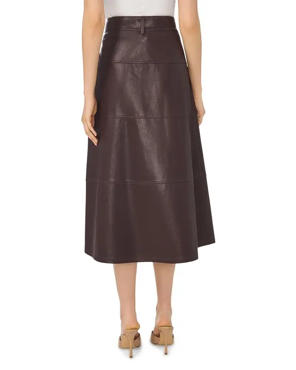 CECE DUPRAZ Faux Leather Tie Waist Midi Skirt