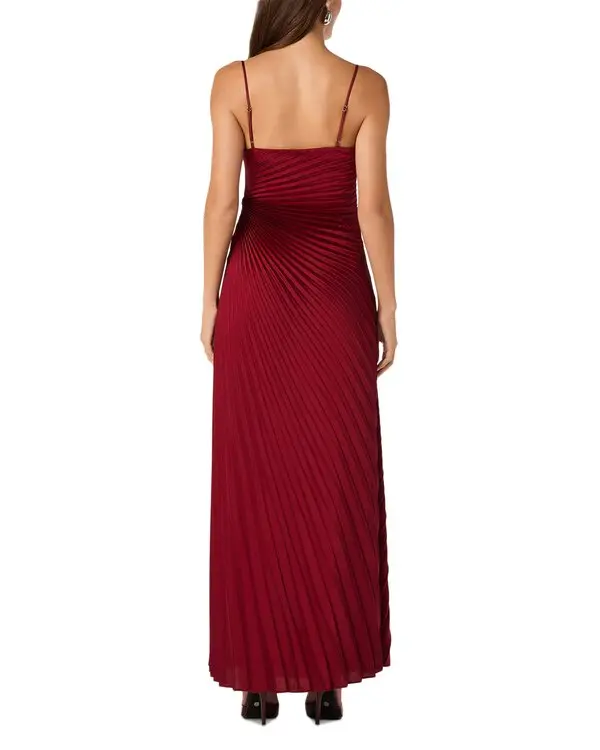 Astr The Label Paulette Pleated Satin Maxi Dress