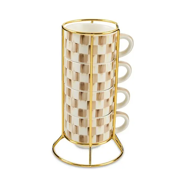 MACKENZIE-CHILDS Check Cappuccino Cup Tower - Mocha