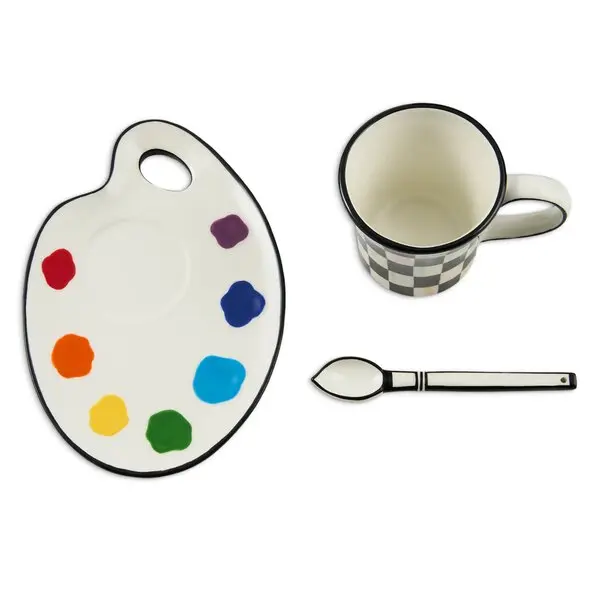 MACKENZIE-CHILDS Artist Palette Mug & Saucer Set