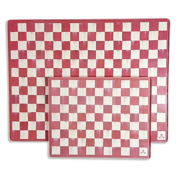 MACKENZIE-CHILDS Check Glass Cutting Boards, Set Of 2 - Cherry