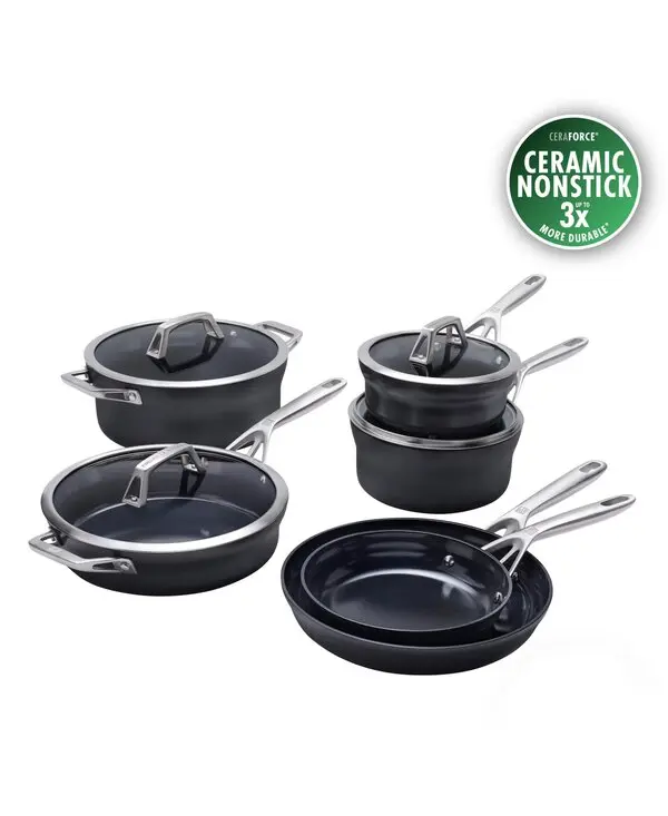 ZWILLING Motion Ceramic Aluminum Hard Anodized Cookware, Set Of 10