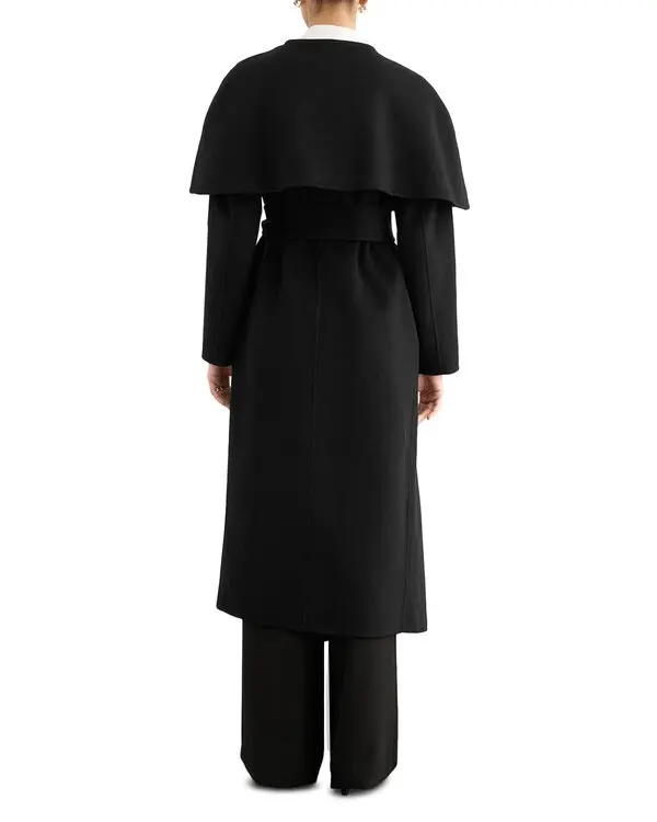 TOCCIN Rya Exaggerated Cape Wool Blend Wrap Coat - Jet