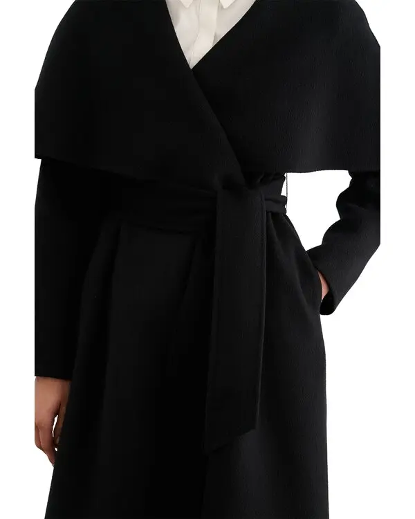 TOCCIN Rya Exaggerated Cape Wool Blend Wrap Coat - Jet