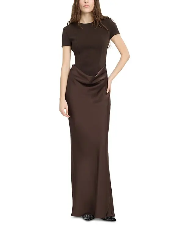 ROTATE BY BIRGER CHRISTENSEN Cap Sleeve Draped Maxi Dress - Molé