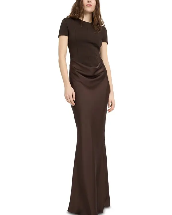 ROTATE BY BIRGER CHRISTENSEN Cap Sleeve Draped Maxi Dress