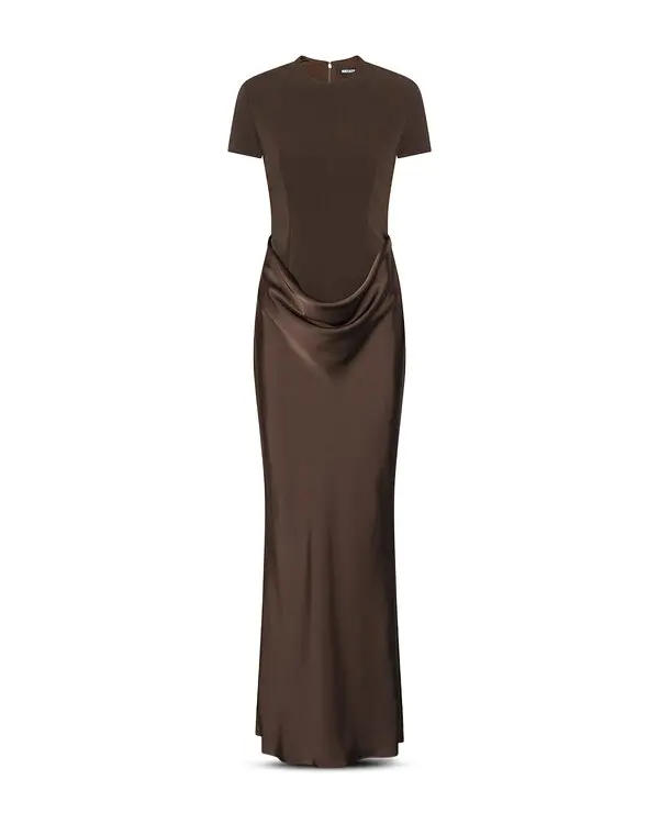 ROTATE BY BIRGER CHRISTENSEN Cap Sleeve Draped Maxi Dress