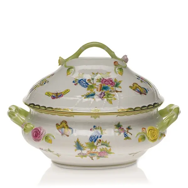 HEREND Queen Victoria Tureen With Branch