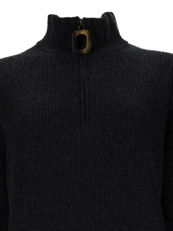 JW Anderson Ribbed Zip-front Turtleneck Sweater - Silver
