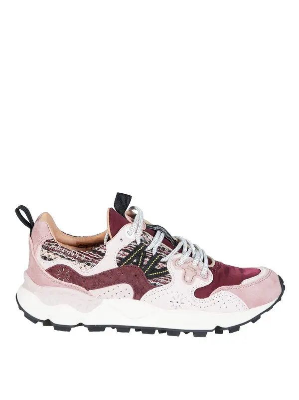 FLOWER MOUNTAIN Yamano 3 Suede & Wool-knit Sneaker - Rosa