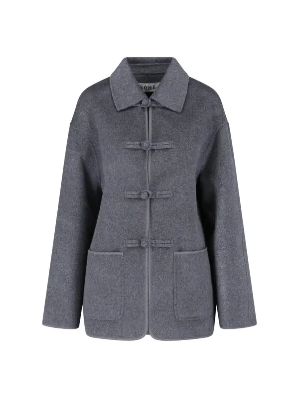 RÓHE Wool Cashmere Toggle Coat - Grey