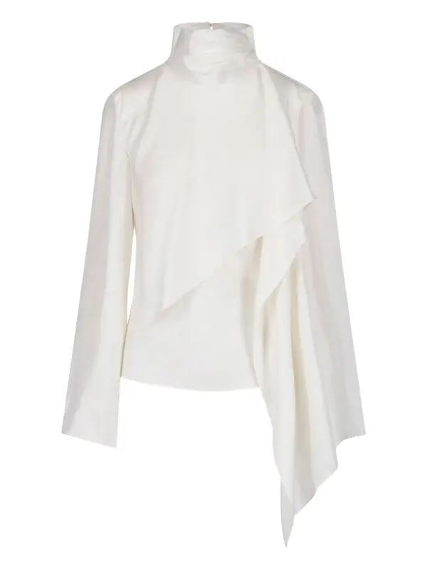 RÓHE Silk Draped High-neck Top
