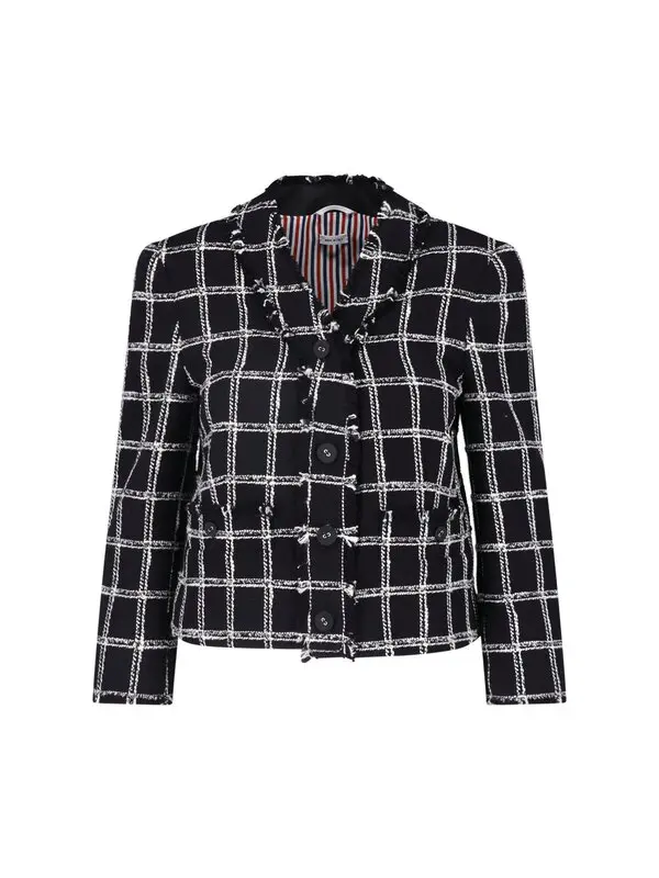Thom Browne Structured Wool-cotton Blend Jacket For - Black
