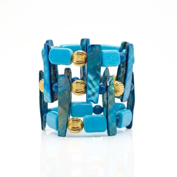 JAREDJAMIN Nerida Shell And Chalk Turquoise Statement Cuff Bracelet
