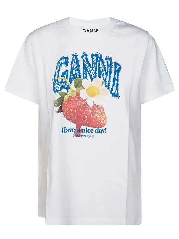 GANNI Organic Cotton Basic T-shirt - Bianco