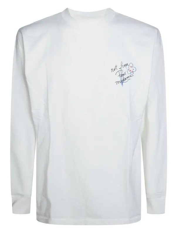 Drole De Monsieur Long Sleeve Cotton T-shirt - Bianco