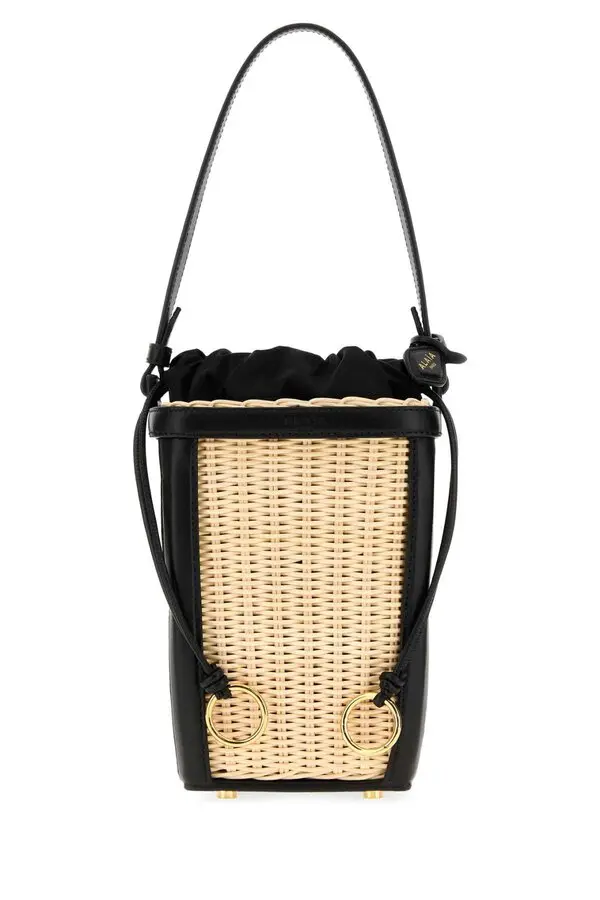 Alaïa Mini Two-tone Wicker And Leather Small Bucket Handbag